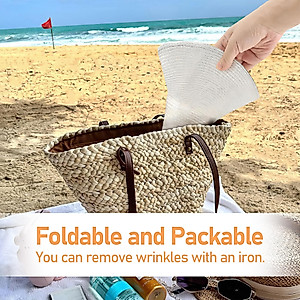 CHIC DIARY Women Summer Big Brim Beach Hat Floppy Straw Sun Hat Cap UPF 50+ (White)