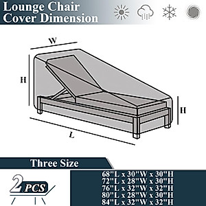 Hptmus 2Pcs Outdoor Chaise Lounge Covers - Patio Chaise Lounge Covers Waterproof Heavy Duty Outdoor Lounge Chair Covers Patio Furniture Covers