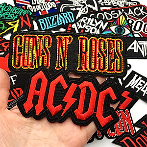 32pcs Heavy Meta Band Patches Iron on Rock Music Badges Hippie Punk Stickers for Clothes (B)