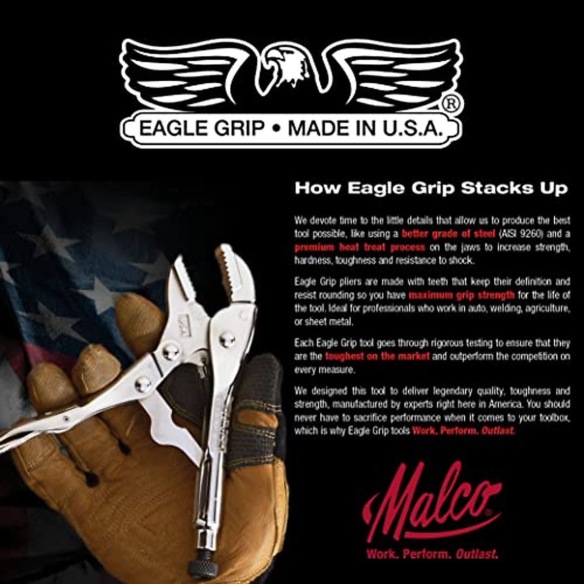 Malco Eagle Grip LP7WC 7 in. Curved Jaw Locking Pliers with Wire Cutter