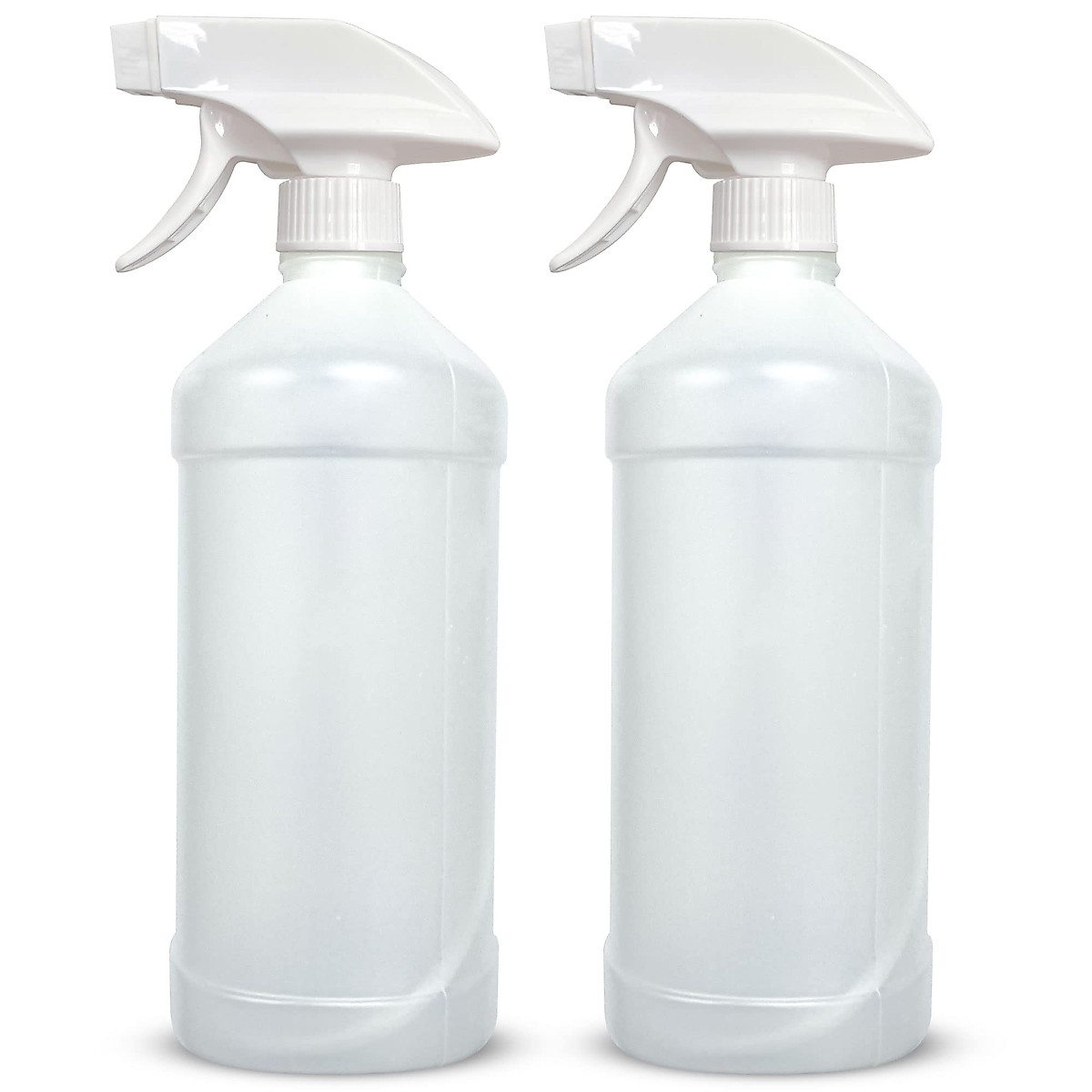 SPRAYZ Large 16oz Spray Bottles For Cleaning and Gardening, Plants, Water, Durable Trigger Sprayer, Refillable, Natural HDPE Plastic Bottle (2-Pack)
