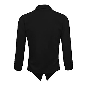 Womens Casual Work Office Open Front Blazer Jacket with Removable Shoulder Pads JK1133 1073T Black XL