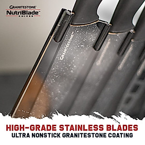 Nutriblade 12 Piece Knife Set with Block by Granitestone High-Grade Professional Chef Knife, Santoku Knives, Kitchen Knife with Easy-Grip Handles Stainless Steel Blades Dishwasher-Safe As Seen On TV