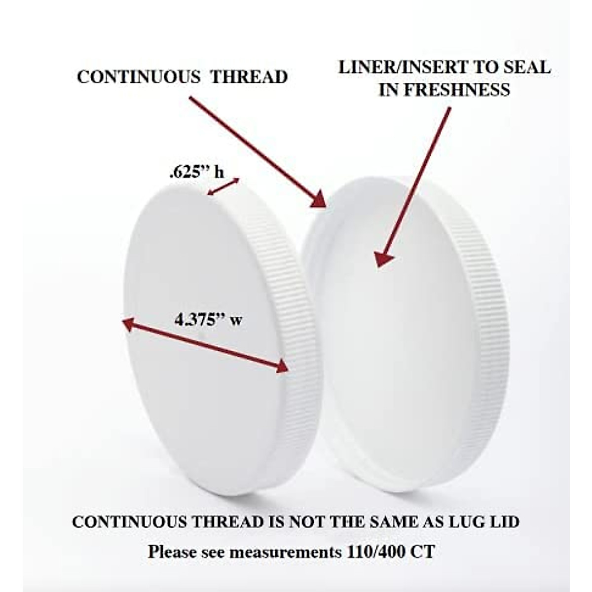 CLEARVIEW CONTAINERS | 110/400 Plastic Replacement Lids | 110mm Caps w/Leak Proof Liner | For Large Glass or Plastic Wide Mouth Jar | Made in the U.S.A.| Food-Grade Storage Caps for Canning Jars (3)