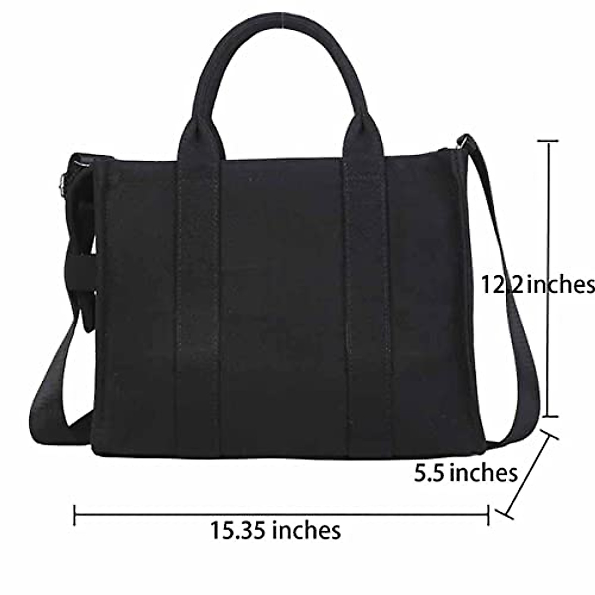Large Canvas Tote Bag Simple one-Shoulder Shopping Bag Lady Letter Printing Commuter Fashion Messenger Handbag(Black)…