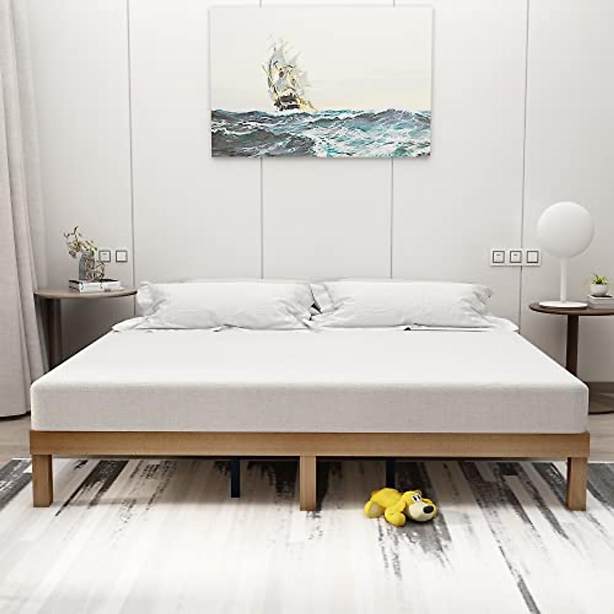 Harper & Bright Designs King Size Platform Bed Frame, Minimalist Wood King Bed Frames with Strong Center Support Feet, King Size Bed for Teens Adults,No Box Spring Needed,Easy Assembly,Natural