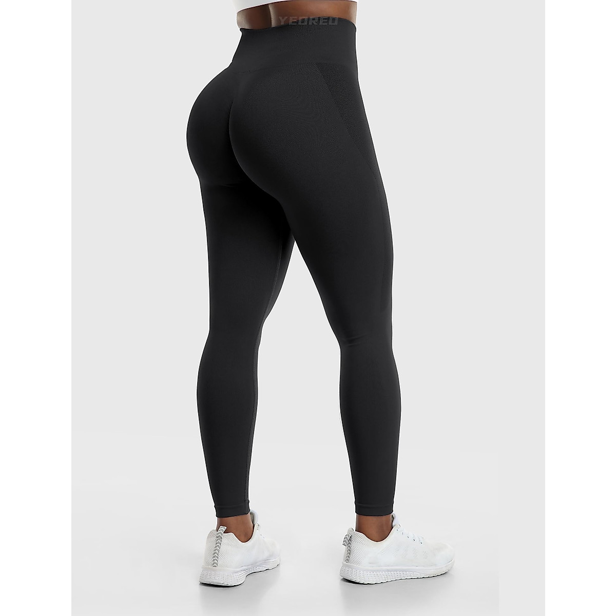 YEOREO Amplify Leggings for Women Seamless Scrunch Leggings Butt Lifting Gym High Waisted Athletic Leggings Black Marl