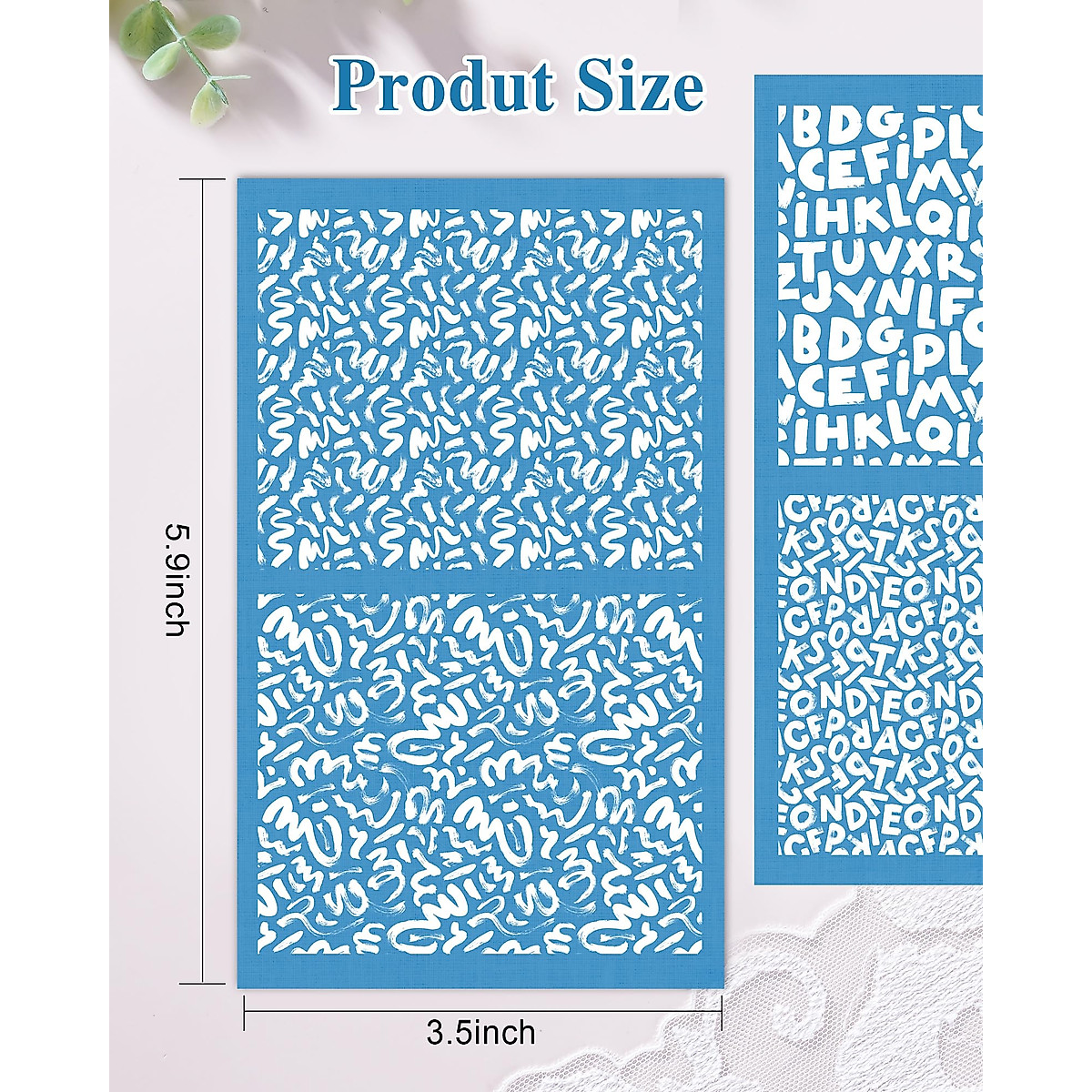 Puocaon Graffiti Silk Screen Stencils - 6 Pcs Reusable Polymer Clay Silk Screen Stencils, Cute Screen Stencils for Polymer Clay Earrings Making, Silk Screen for Transfer Patterns on Polymer Clay