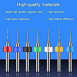 50 pcs PCB Drill bit Set, Carbide Micro Drill bit,1/8" Shank Spiral Groove，0.3mm-1.2mm (5 Pieces Each) Micro Drill bit Set, Mini Drill bits, Small Drill bits,Micro Drill bits.JTEYINH