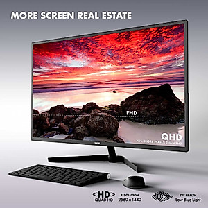 Viotek 32-inch 1440p 75Hz IPS Monitor with 10-bit Color - for Gaming, Design, Entertainment via HDMI/DP/Mini-DP/VGA