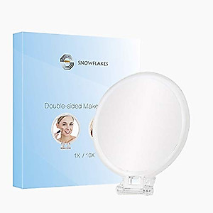 Snowflakes Double Sided Folding Handheld Mirror 1X/10x Magnification Hand held Mirror.