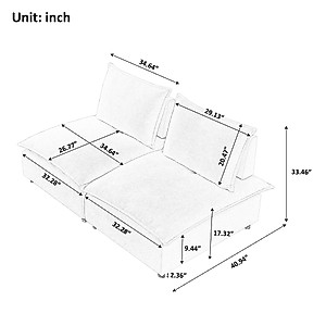 VASOENY 69.3" Loveseat Sofa, Chenille Fabric Love Seat Couch, Comfy 2 Seater Sofa, Modern Leisure Loveseat Couches for Bedroom, Office, Living Room and Apartment