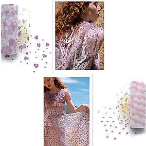 Yuanchuan Flocking Heart Red Tulle Rolls 6 inch x 10 Yards (30 feet) Shimmer for Table Runner Chair Sash Bow Pet Tutu Skirt Sewing Crafting Fabric Wedding Unicorn Party Birthday Gift Ribbon (Red)