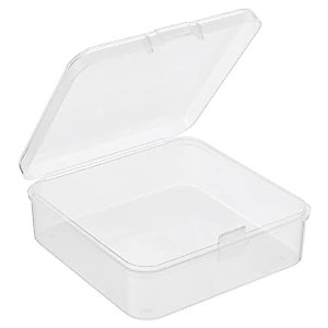 PATIKIL Clear Storage Container with Hinged Lid 75x25mm, 6 Pack Plastic Square Box for Beads Art Craft