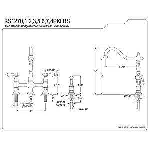 Kingston Brass KS1275PKLBS Duchess 8 inch Centerset Kitchen Faucet with Brass Sprayer, 8-3/4 inch In Spout Reach, Oil Rubbed Bronze