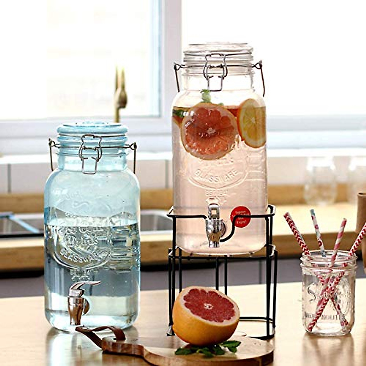 Silver Beverage Dispenser Replacement Spigot, Push Style Spigot for Beverage Dispenser Carafe, Water Dispenser Replacement Faucet (2 PACK)