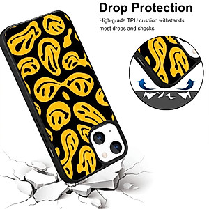 Myrauv for iPhone XR Lovely Case Yellow Trippy Cute Face Print Shockproof Protective Cases Soft TPU Hard Back Anti-Scratch Cover for iPhone XR