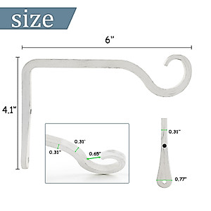 BOLITE 18032 Hanging Plant Brackets, 6 Inch Plant Hooks, Decorative Wall Plant Hanger for Hanging Bird Feeders, Planters, Lanterns, Wind Chimes, Indoor & Outdoor Home Decors, 2 Pack, Retro White