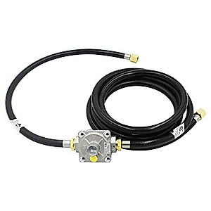 MENSI 10 Feet Low Pressure Natural Hose Conversion Kit with 5" Outlet Pressure Regulator Valve with Hose Adapter 1/2" Male NPT to 3/8" Female Flare Fitting