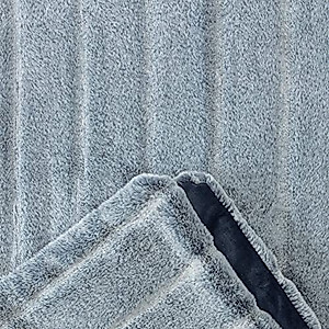 Chanasya Luxurious Soft Faux Frost Tip Fur and Velvety Mink Throw Blanket - Cozy Blanket for Sofa Chair Couch Bed and Living Room - Reversible Silky Royal Luxurious Blanket (50x65 Inches) Dark Blue