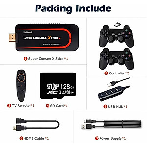 Relemo Super Console X Stick Retro Game Console Built-in 50000+ Games 4k Output Plug and Play Video Game Console with 2 Controllers for PS1/PSP/N64/MD (128G)