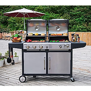 Royal Gourmet ZH3002SC 3-Burner 25,500-BTU Dual Fuel Propane and Charcoal Combo with Protected Grill Cover, Silver
