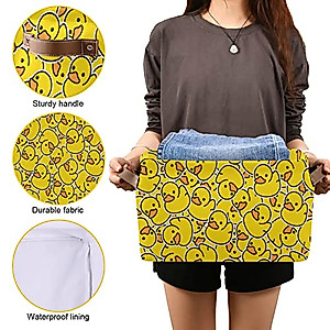 Cartoon Yellow Duck Storage Basket Storage Organizer Box Bin Large Collapsible Cube Baskets with PU Handles for Shelf Closet Nursery Laundry 1 Pack