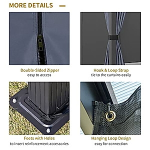 LUKEO 10x12 Hardtop Gazebo Aluminum Frame Gazebo, Polycarbonates Gazebo Canopy with Curtains for Patio Lawn and Garden