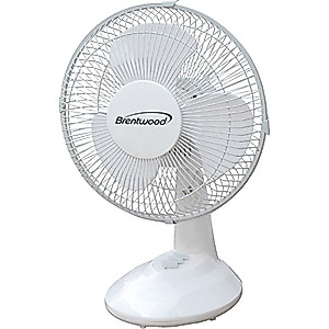 Brentwood Kool Zone F9DW 9" Oscillating Desk Fan, One Size, White