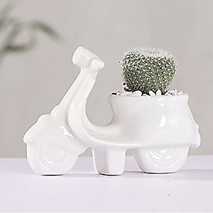 YONGYAN Motorcycle Flower Pot Statue Decoration Ceramics Garden Planters Containers Pot Bookshelf Office Desktop Decor