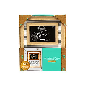 Kate & Milo Sonogram Wooden Letterboard Set, Sonogram Frame Message Board for Sharing Pregnancy Milestones and Baby Growth Progression, Gender-Neutral Nursery Décor Accessory, White