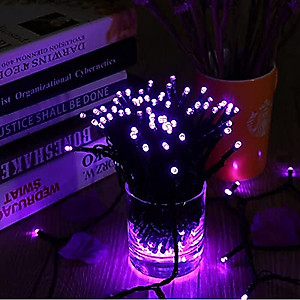 JFNV-200 LED Solar Purple Christmas Lights,String Lights,Waterproof Fairy Lights for Xmas, Home, Wedding, Patio, Lawn, Garden, Porch, Party and Holiday Decorations,8 Modes Light