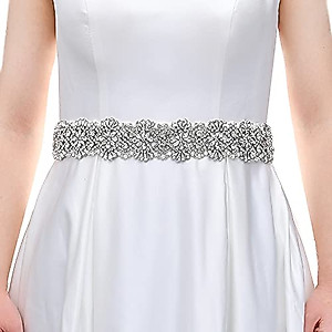 HONGMEI Rhinestone Bridal Belt Crystal Wedding Dress Belt Shiny Wedding Accessories(White)