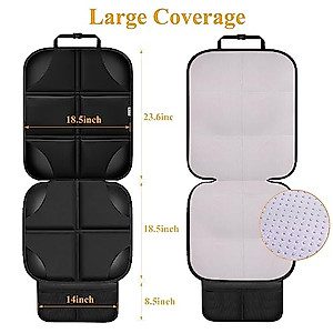 Meolsaek Car Seat Protector, Non-Slip Padded Backing Will Not Leave Imprint, Thickest Carseat Seat Protector for Child Car Seat 2 Pack for SUV, Sedan, Truck, Leather Car Seat (Black)
