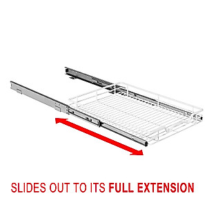 Hold N’ Storage Pull Out Cabinet Drawer Organizer, Heavy Duty-with 5 Year Limited Warranty- Slide Out Shelves, -14”W x 21”D - Requires at Least a 15-1/4” Cabinet Opening, Steel Metal, White Finish