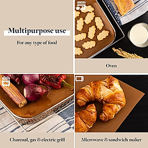 GOURMEO Heat Resistant Baking Paper Roll - Set of 2-15.7 x 90 in Reusable & Nonstick Teflon Mat Sheets - Dishwasher Friendly & Greaseproof Sheet Liners