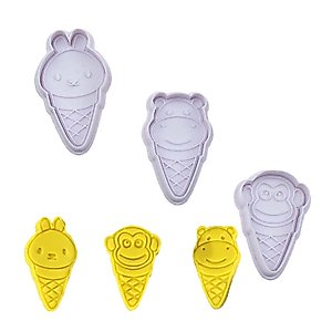 RELAND SUN Monkey Rabbit Hippo Cat Panda Tiger Ice Cream Spring Mold Cookie Stamp Pastry Tools Biscuit Moulds (type A)