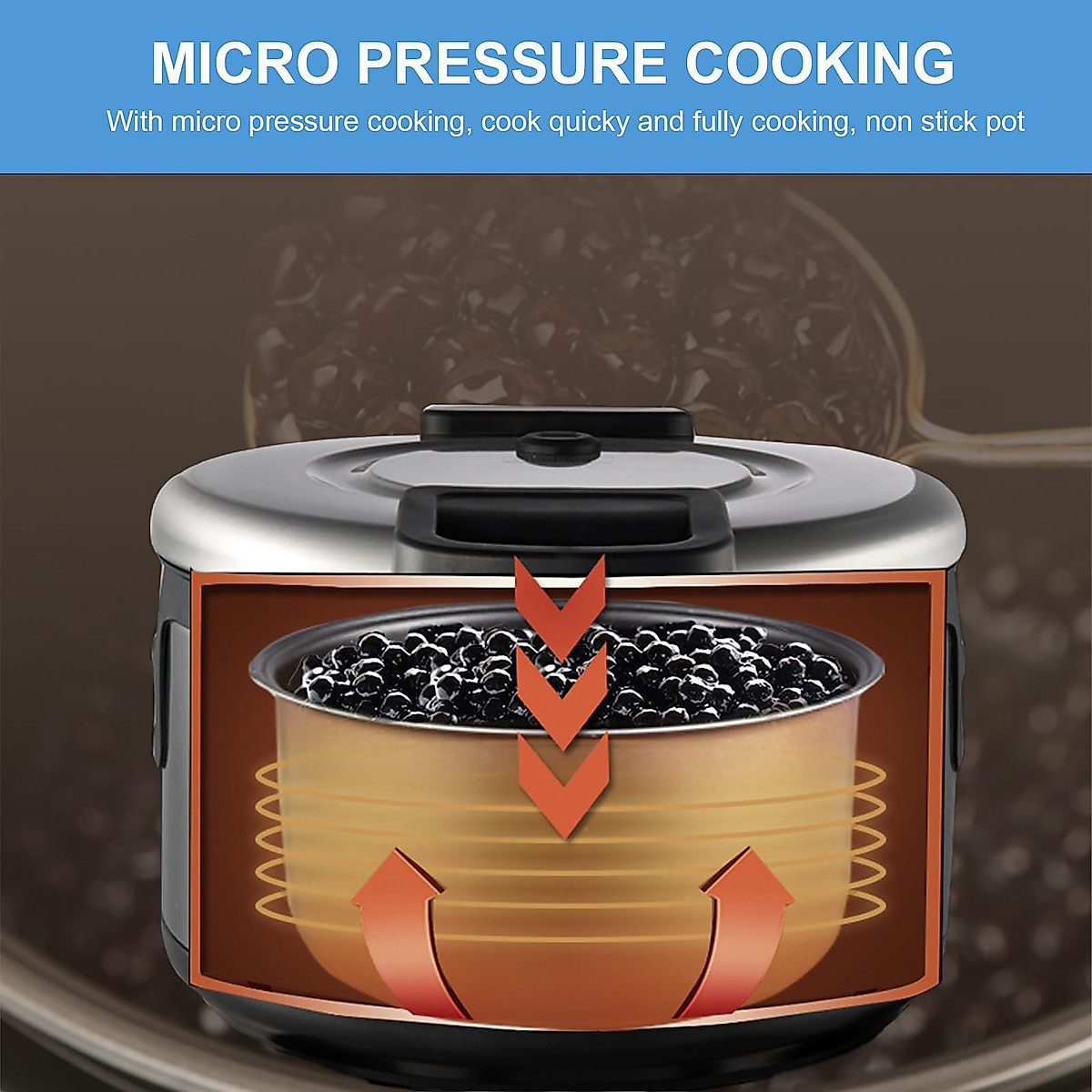 Mvckyi Commercial Pearl Cooker Tapioca Cooker, 12L Tapioca Maker Automatic Non-Stick Pearl Maker with Button Panel, Bubble Tea Cooker for Tea Sago Pearl Milk Tea