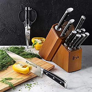 Cangshan S Series 1023961 German Steel Forged 12-Piece Knife Block Set, Acacia