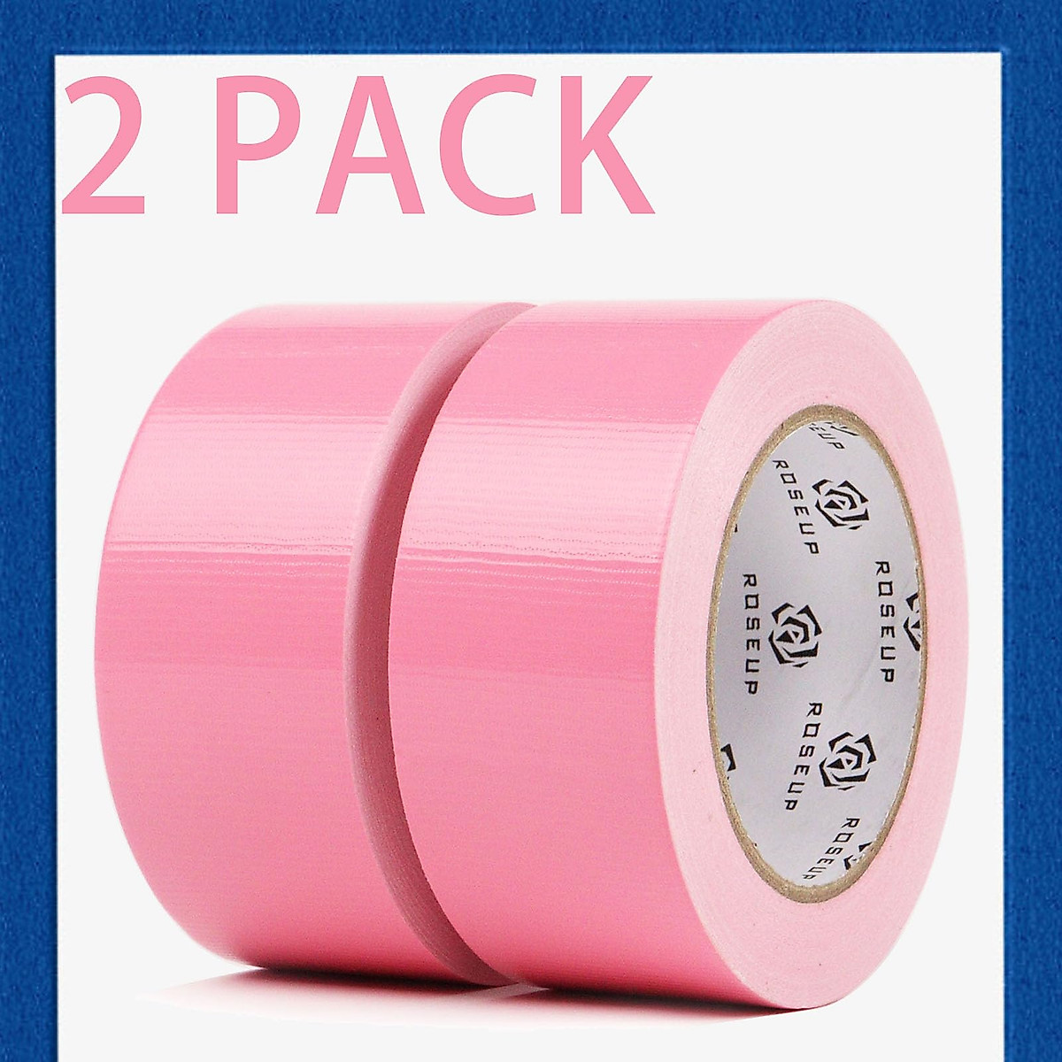 ROSEUP 2 Pack Duct Tape Heavy Duty,7.5 Mil Thickness,2 Inches x 30 Yards,Flexible,No Residue,Waterproof and Tear by Hand,Multi-Use for Indoor & Outdoor, Pink