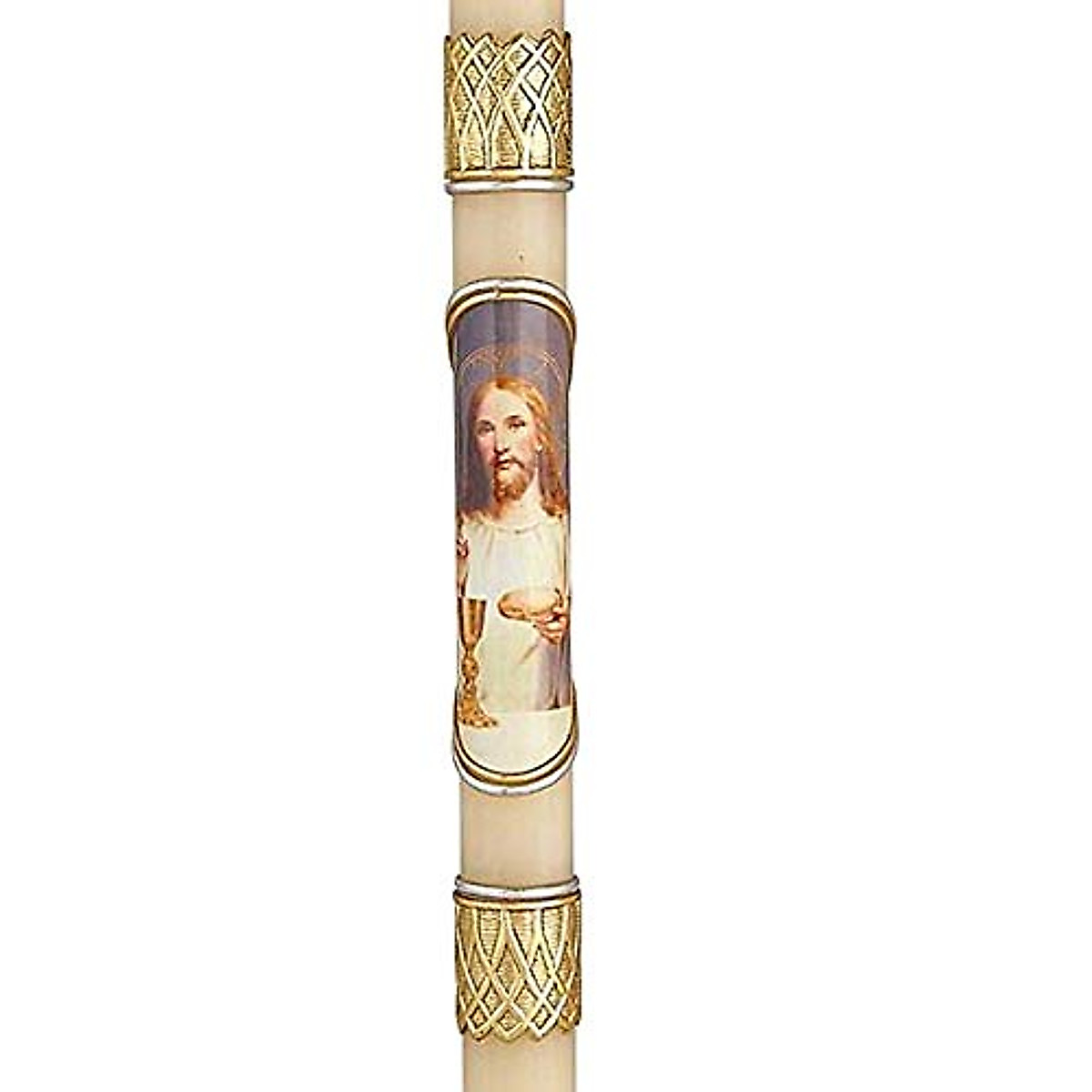 Bread of Life First Holy Communion Hand Decorated Taper Candle, Catholic Gifts for Girls and Boys, Tall Candles, Cirio para Primera Comunion, 9.75 Inches