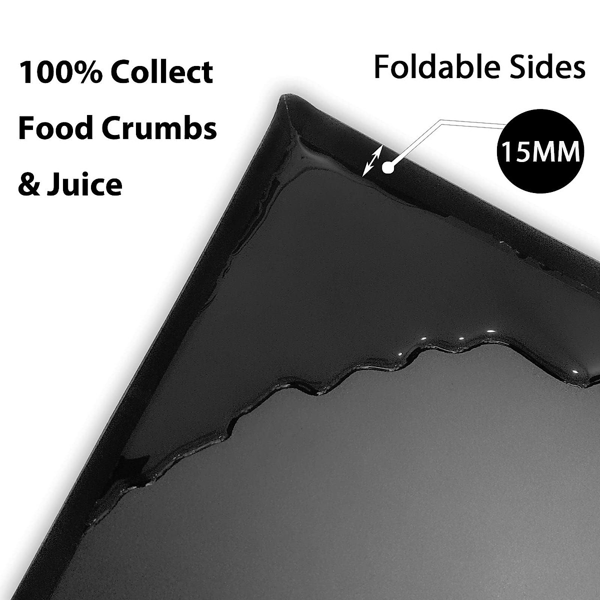 Extra Thick Foldable Cutting Board with Lip, Flexible Plastic Cutting Board Mats for Kitchen, Black Cutting Boards for Meat, Nonslip Cutting Mats, BPA Free, Dishwasher Safe, Set of 3
