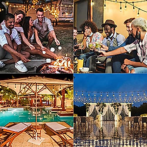Outdoor String Lights 100FT Dimmable Edison Shatterproof Bulbs Commercial Grade Weatherproof LED outdoor lights Cafe Patio Light with 32 LED Bulbs 2Packx 50ft Outside Light for Indoor and Outdoor Use