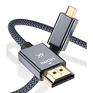 Elebase Micro HDMI Cable 10 FT,4K 60Hz Micro HDMI Type D Cord Compatible for Raspberry Pi 4 4b,GoPro Black Hero 7 6 5 4,Sony Camera A6000 A6300,Nikon B500,ZV-E10,Lenovo Yoga 3 Pro 710,Canon,Insignia