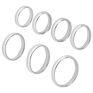 DICOSMETIC 14Pcs 7 Size Plain Finger Rings 4mm Knuckle Rings Wedding Band Stackable Rings Women's Thin Plain Band Rings Stainless Steel Ring Comfort Fit US Size 2-12