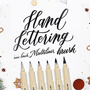 ARTDINGD Calligraphy Brush Pens, Hand Lettering Pens, Pack of 6 Brush Markers Set, Soft and Hard Tip for Beginners Writing, Art Drawings, Water Color Illustrations, Journaling, Black Ink