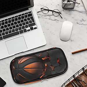 Pencil Case PU Leather Pencil Pouch Pencil Bags Soccer Pencil Organizer with Zipper, Adults Pencil Boxes Makeup Bag Ball Net Pencil Storage Bag for Office School