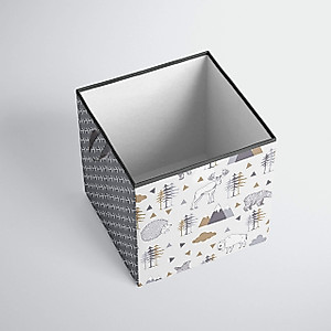 Bacati Woodlands Grey/Beige Neutral Cotton Storage Box Small, Beige/Grey