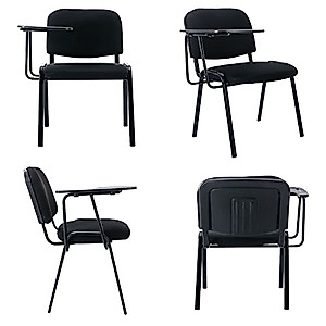 HNY Black Tablet Arm Chairs Set of 15, Mesh Office Waiting Room Chairs Guest Nesting Stacking Chairs, Reception Chairs with Flip-Up Table Conference Chairs for School Classroom Training Meeting Room