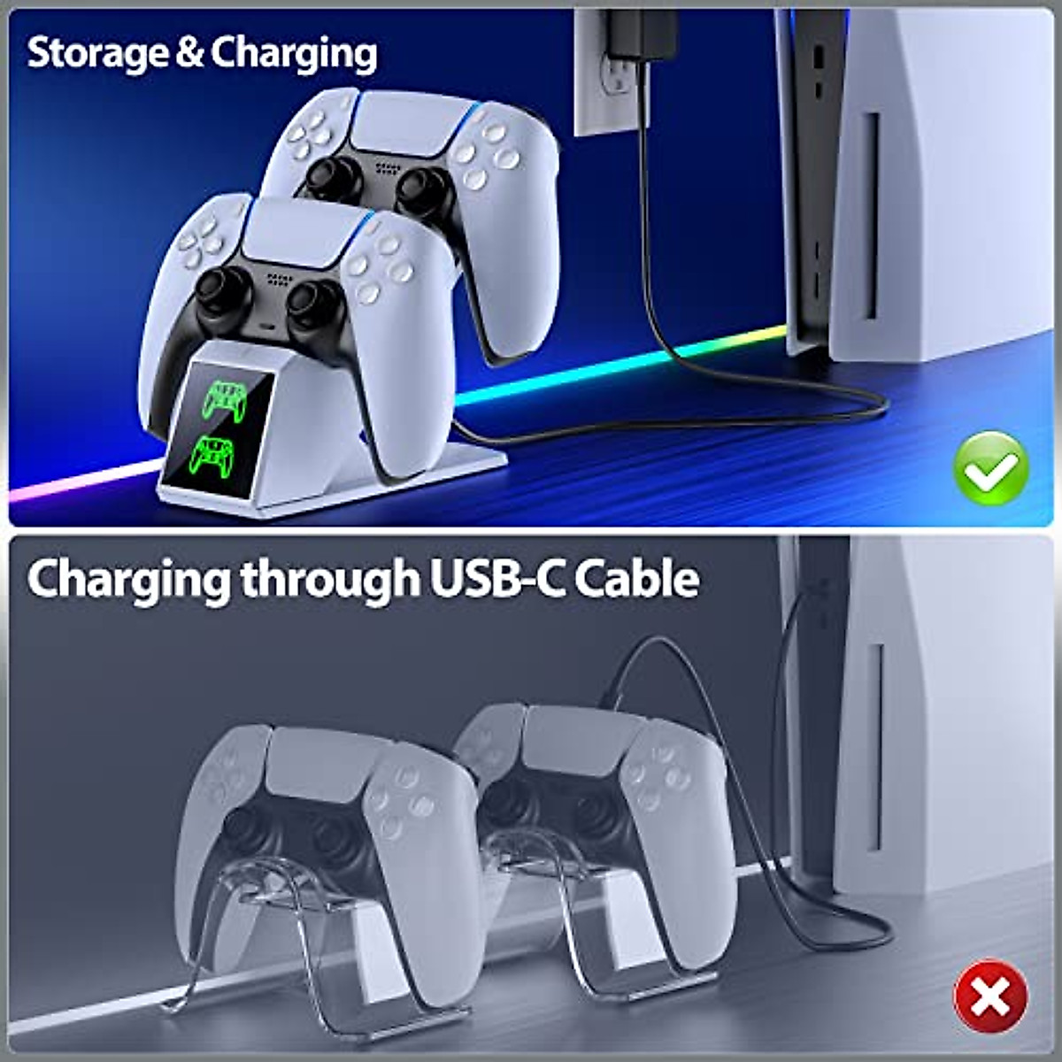 PS5 Controller Charger Charging Station, Dual PS5 Remote Charger Dock with Fast Charging AC Adapter 5V/3A for Playstation 5, OIVO Controller Charging Stand Replacement for DualSense Charging Station